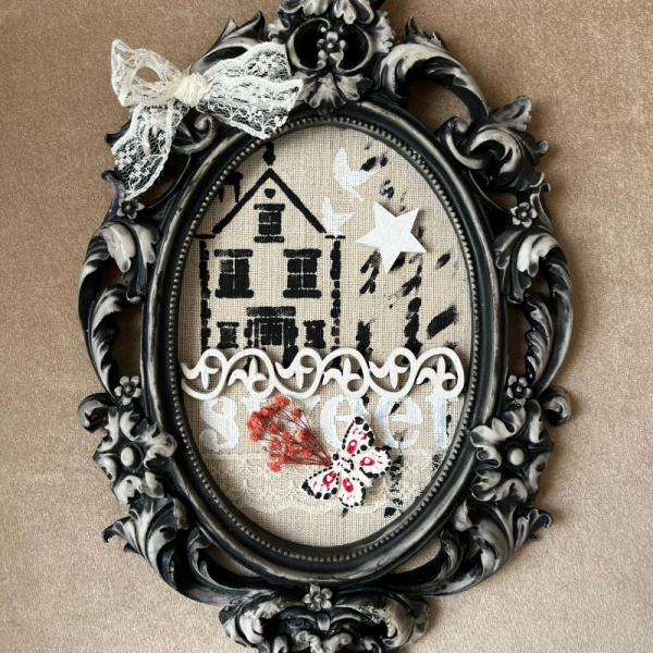 Siyah Polyester Boyama Ev Pano - Duvar Süsleri - Miamano