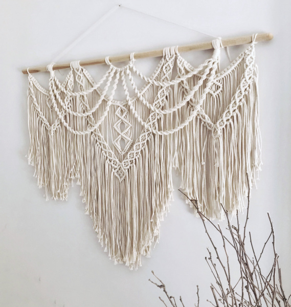Bohem Makrome Duvar Dekoru Hippie 100cm - Makrome Duvar Süsleri - Miamano