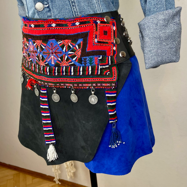 Etnik Otantik Afgan Gümüşlü Gpypsy Bohem Hakiki Deri Etek - Etek - Miamano