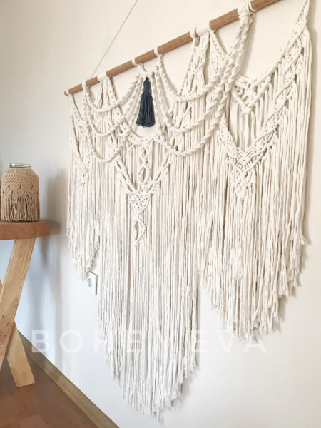 Makrome Bohem Duvar Dekoru/Süsü Hippie Torak Renk (BüyükBoy) - Makrome Duvar Süsleri - Miamano